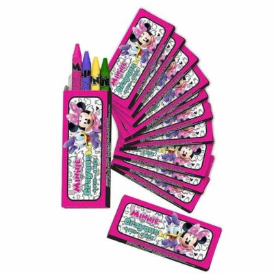 Minnie Mouse Favour - Mini Crayons - 12 Packs Of 4 Crayons - Thomas Online