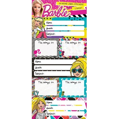 Barbie Sticker Sheet School Book Labels 14 Pack Thomas Online Barbie Sticker Sheet School Book Labels 14 Pack Thomas Online