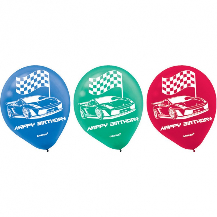 Race Car Balloons - 30cm Latex - 6 Pack - Thomas Online