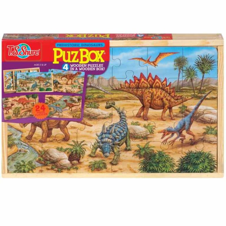 T.S.Shure Puzbox - Prehistoric Dinosaurs - 4 Wooden Puzzles - Thomas Online