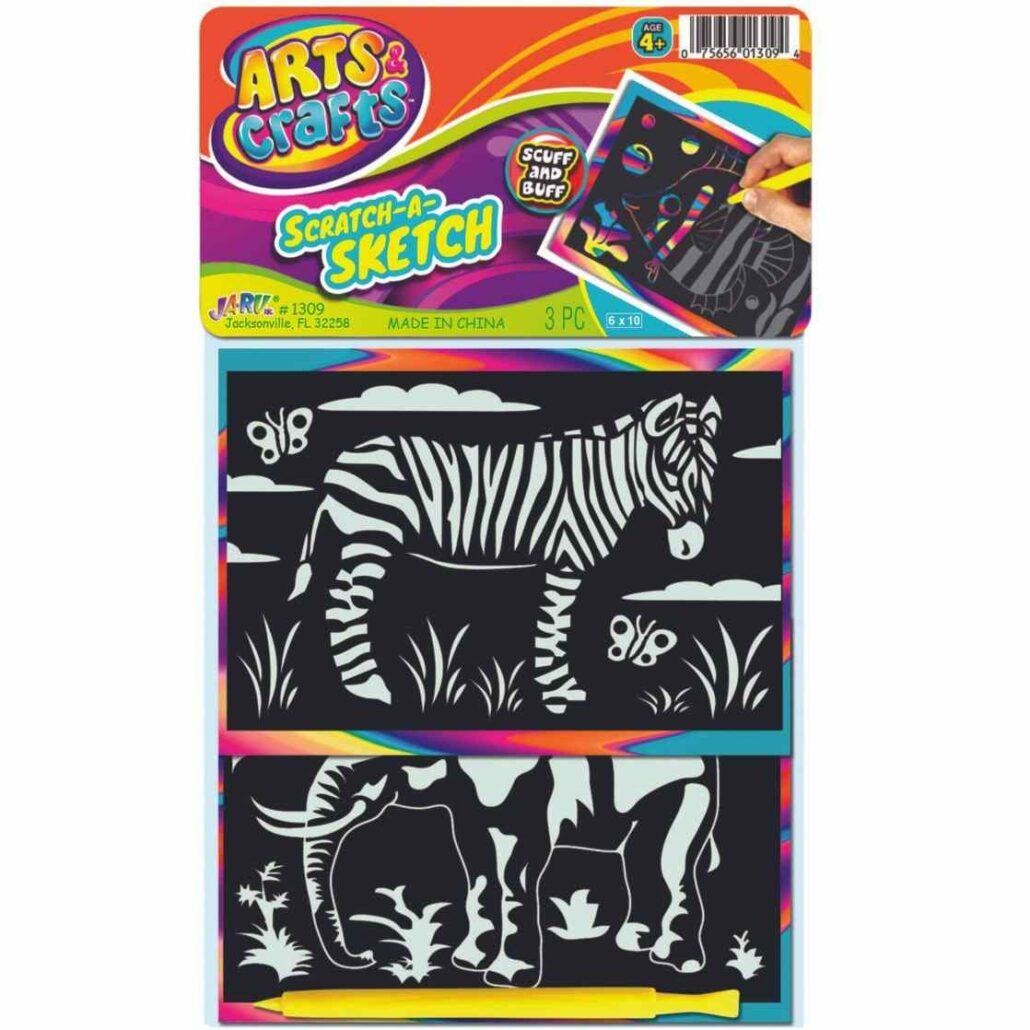 Arts And Crafts Scratch-A-Sketch - Elephant And Zebra - Thomas Online
