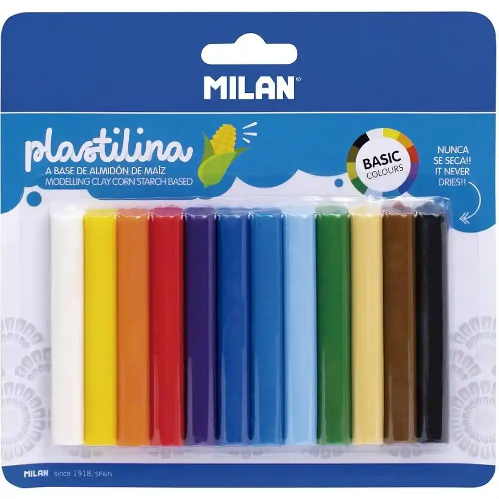 Milan Plastilina Modelling Clay 12 Colours - Thomas Online