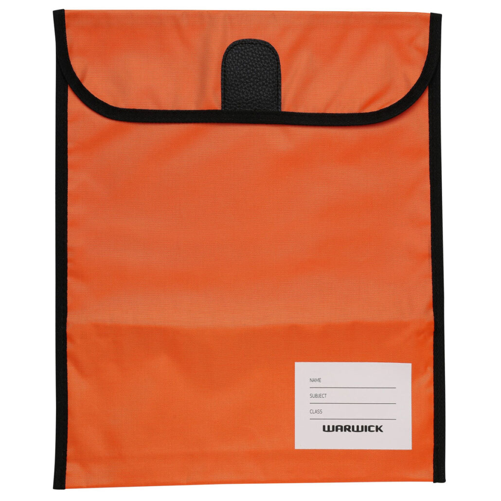 Warwick Homework Bag XL 450x360mm Hook & Loop Orange - Thomas Online